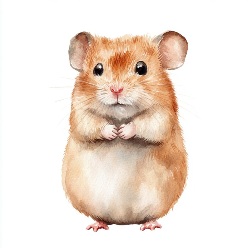 Printable Cute Hamster Clipart, Watercolor Art, 10 Cute Clipart ...