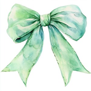 10 Printable Green Bows, Watercolor Bows Clip Art, Printable Jpgs ...