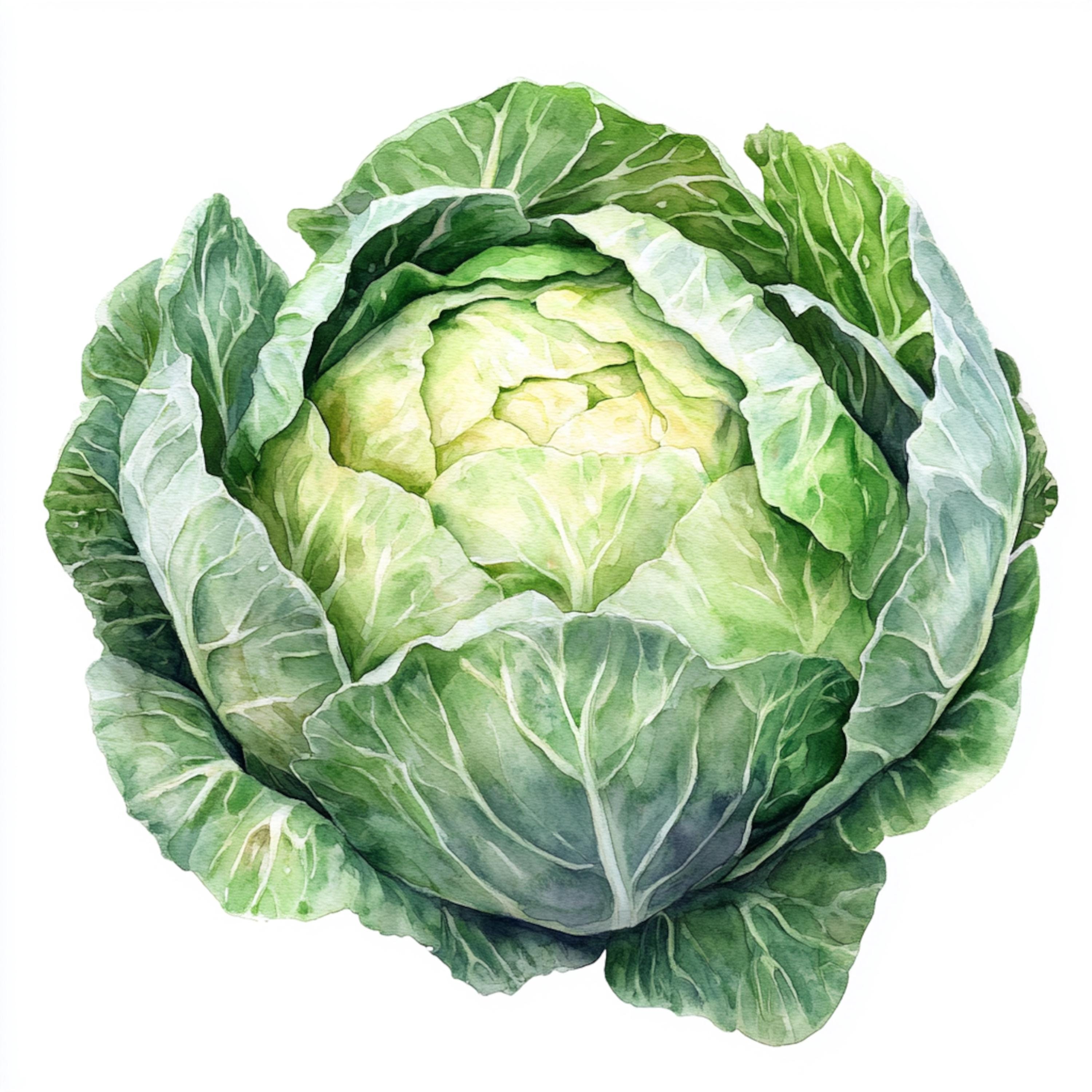 Printable Cabbage Decor, Watercolor Images, Cabbages Art, 10 Clip Art ...