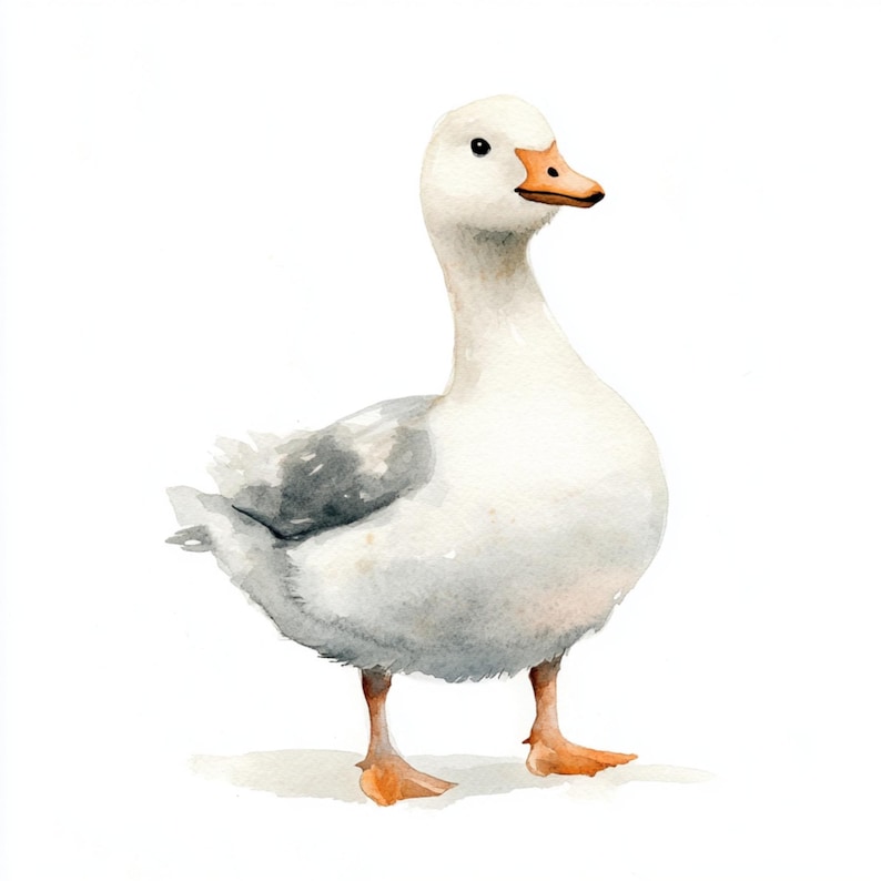 10 Printable Little Goose Clipart, Watercolor Goose, Cute Clipart ...