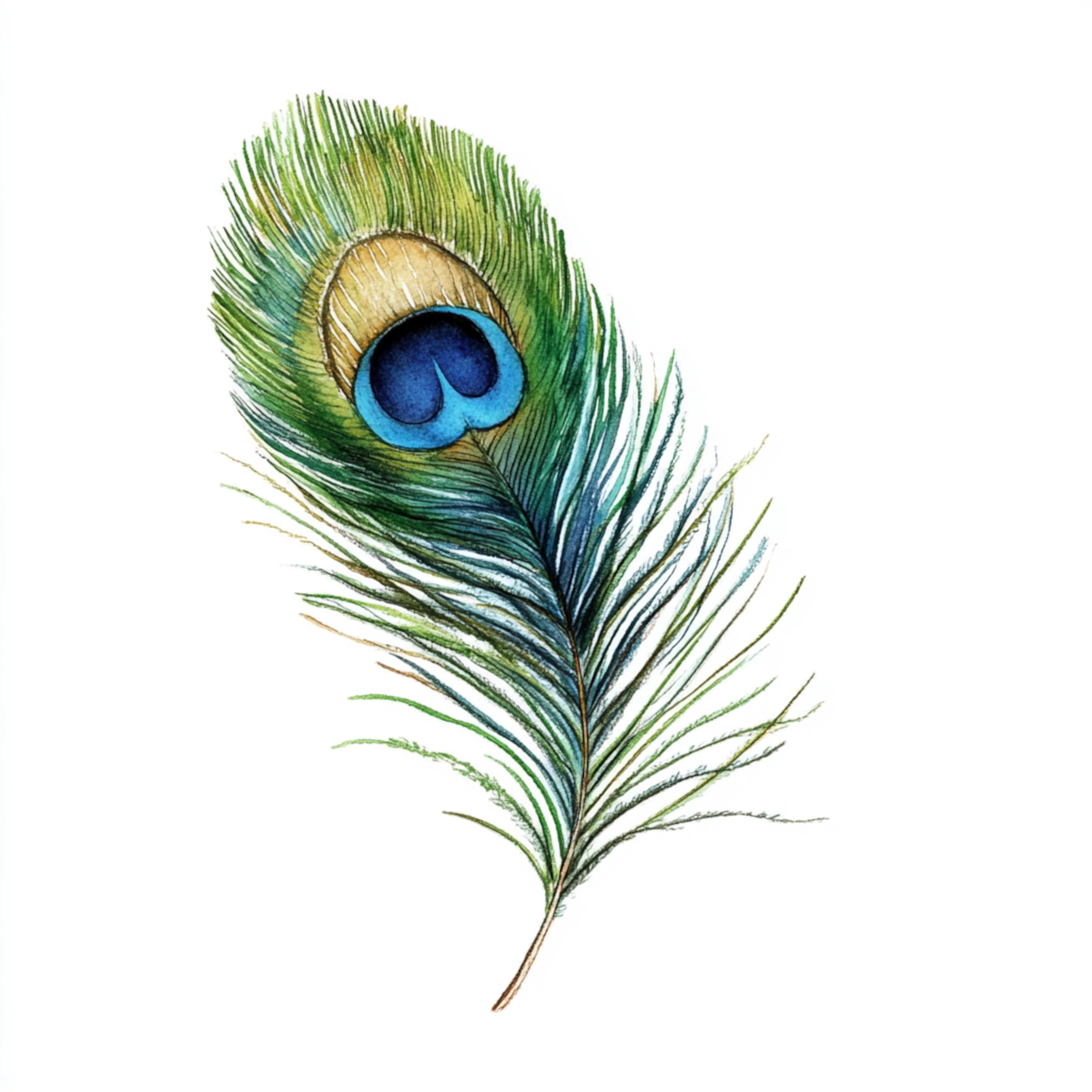 10 Printable Feather, Watercolor Peacocks Feather Clipart, Printable ...