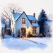 12 Printable Christmas Cottages, Christmas Card, House, Watercolor ...