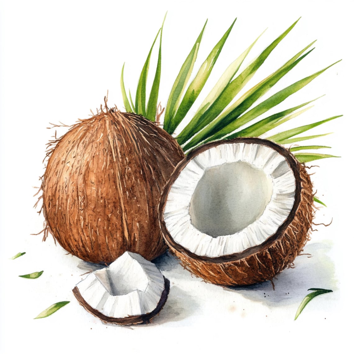 10 Printable Coconuts, Watercolor Coconuts, Coconuts Clipart, Kitchen ...