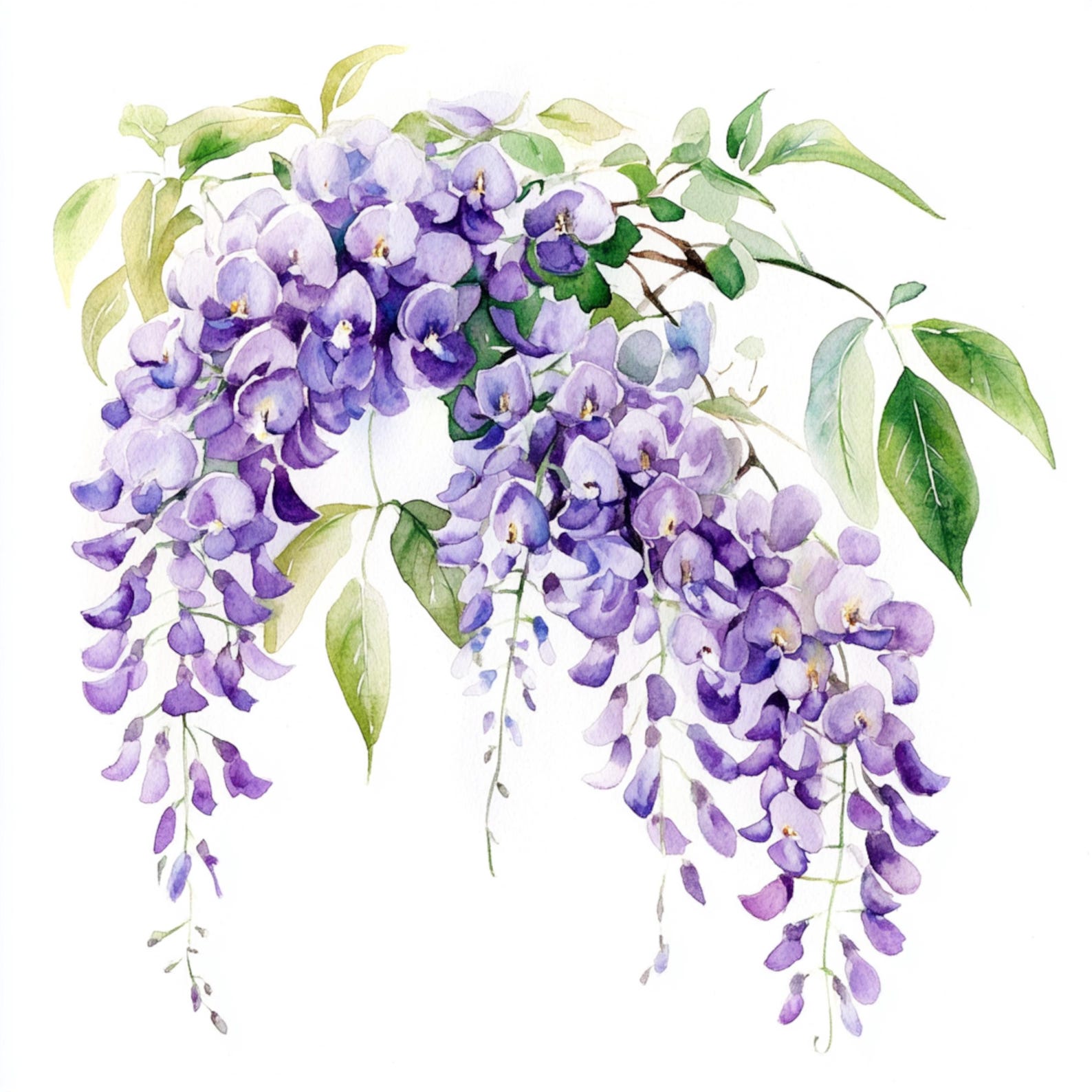 10 Printable Purple Wisteria, Watercolor Blossom, Spring Clipart ...
