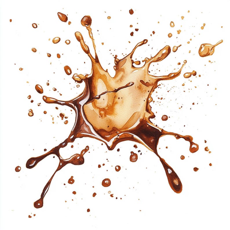Printable Coffee Splash Art, Watercolor Images, Coffee Splash Print ...