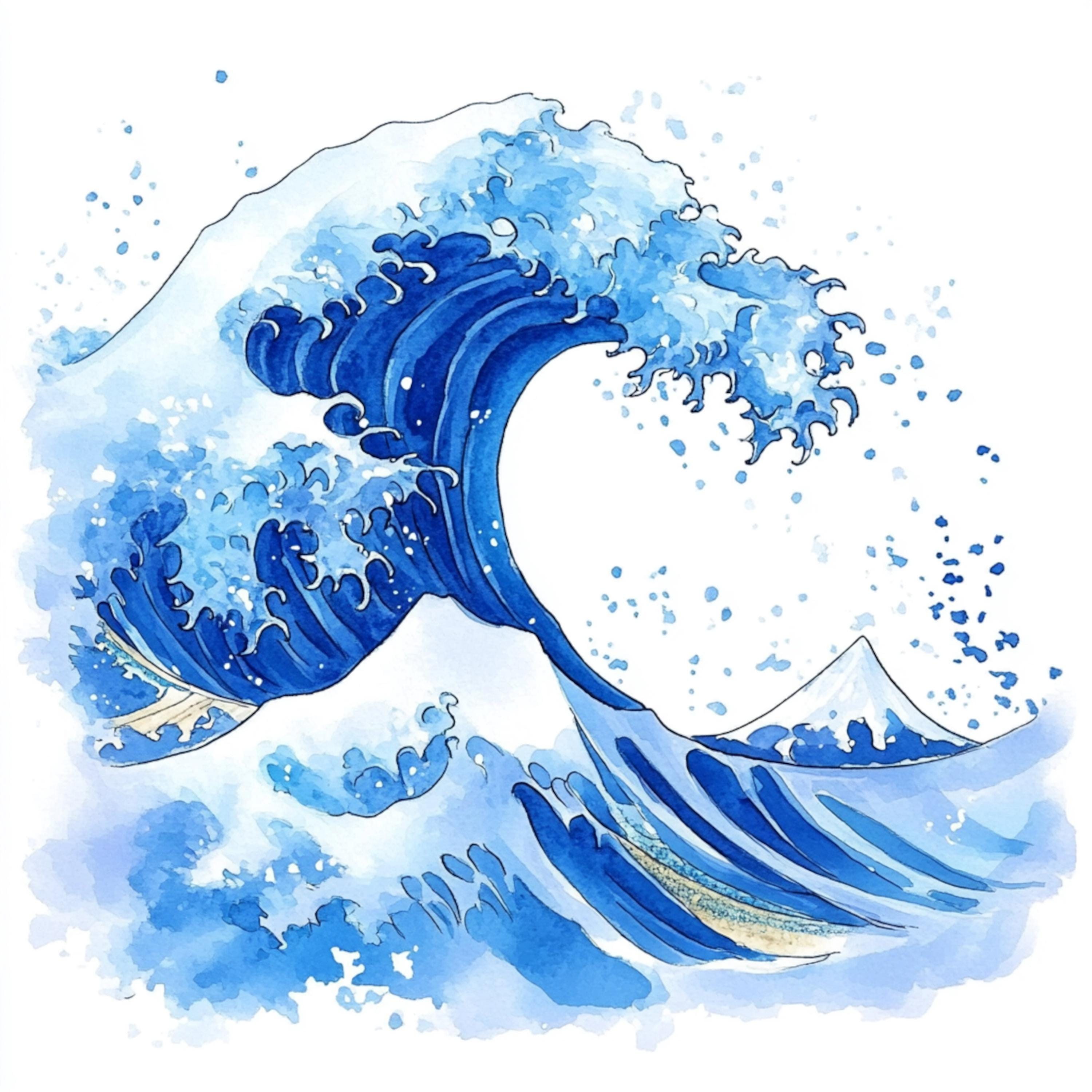 10 Printable Waves Art, Watercolor Sea Waves, Cartoon Waves Clipart ...