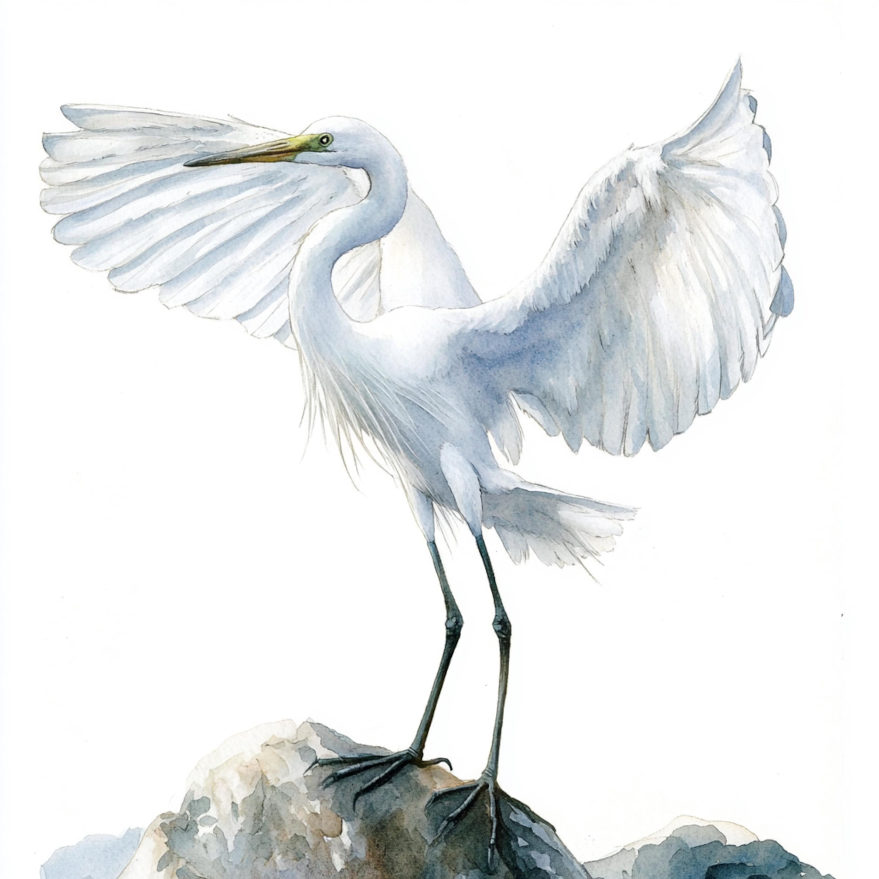 10 Printable Eret Clipart, Watercolor Egret, White Big Bird, Wild ...