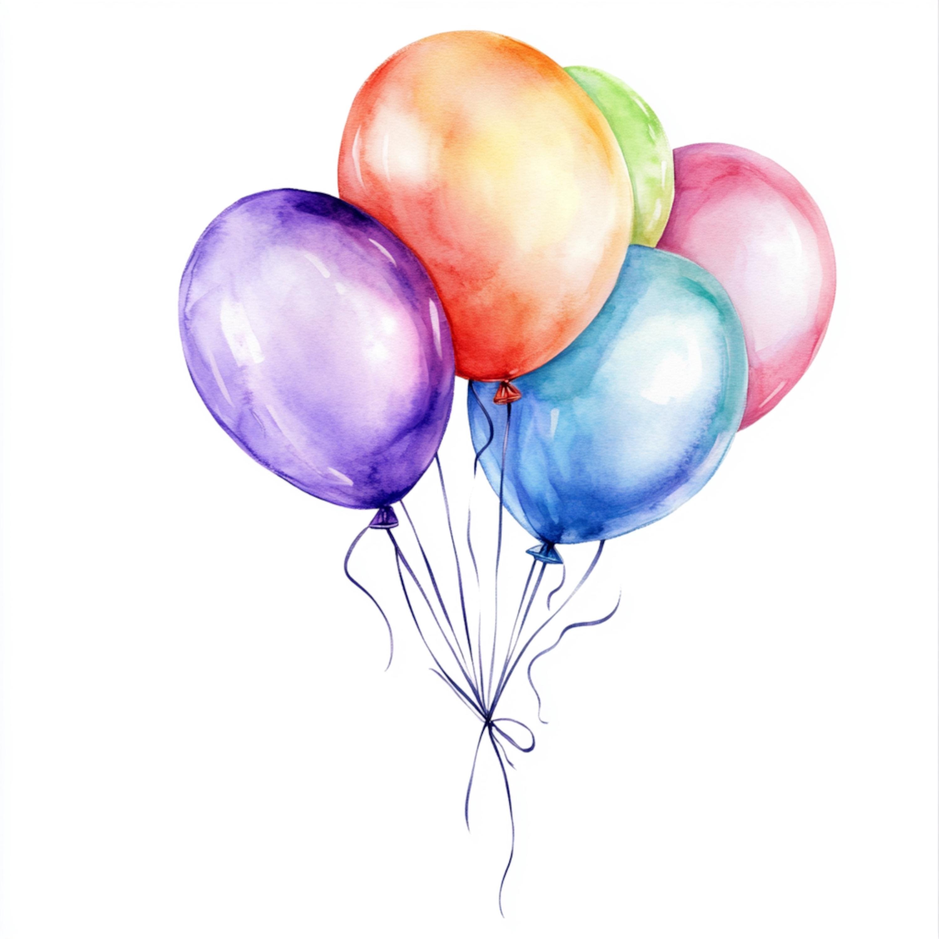 Printable Colorfull Balloons, Watercolor Party Ballons, Printable Jpgs ...