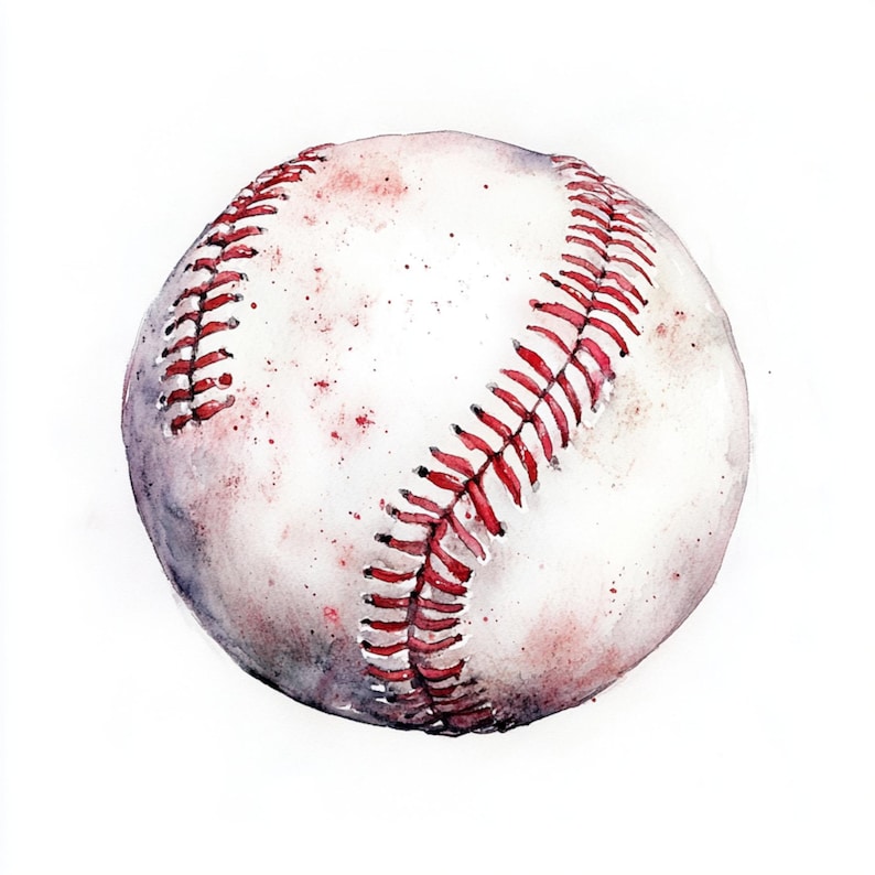 Printable Baseball Ball Clipart, Watercolor Art, Printable JPG ...
