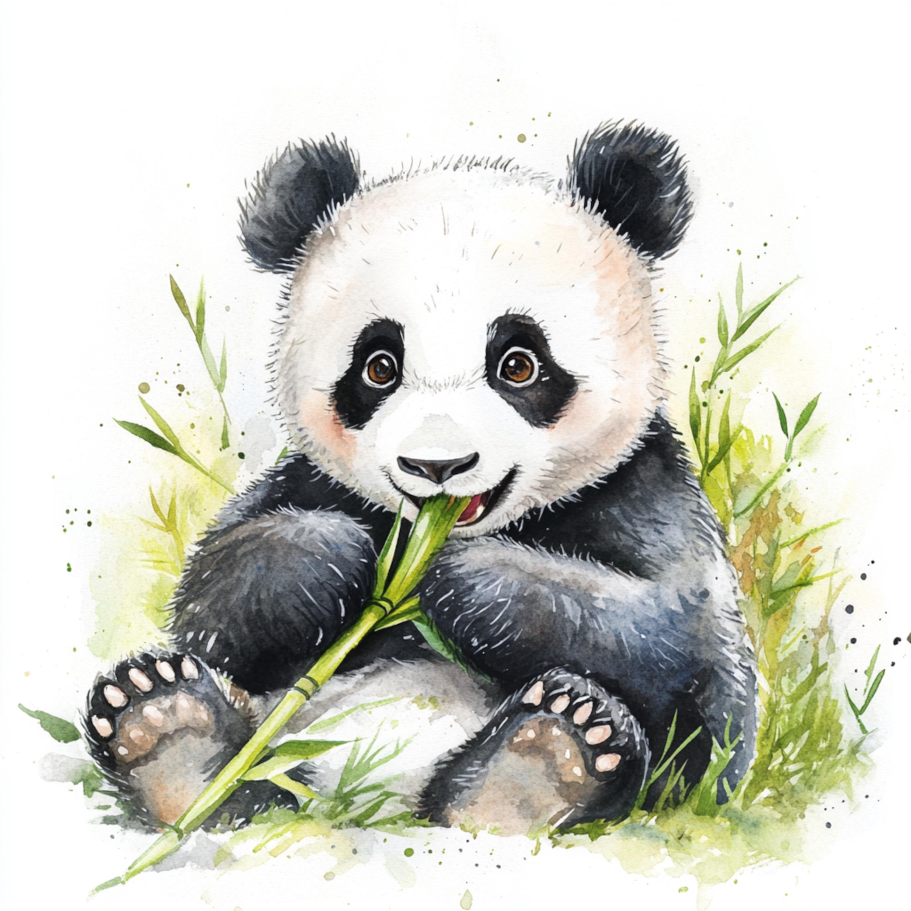 10 Printable Panda Clipart, Watercolor Art, Panda Watercolor, Printable ...