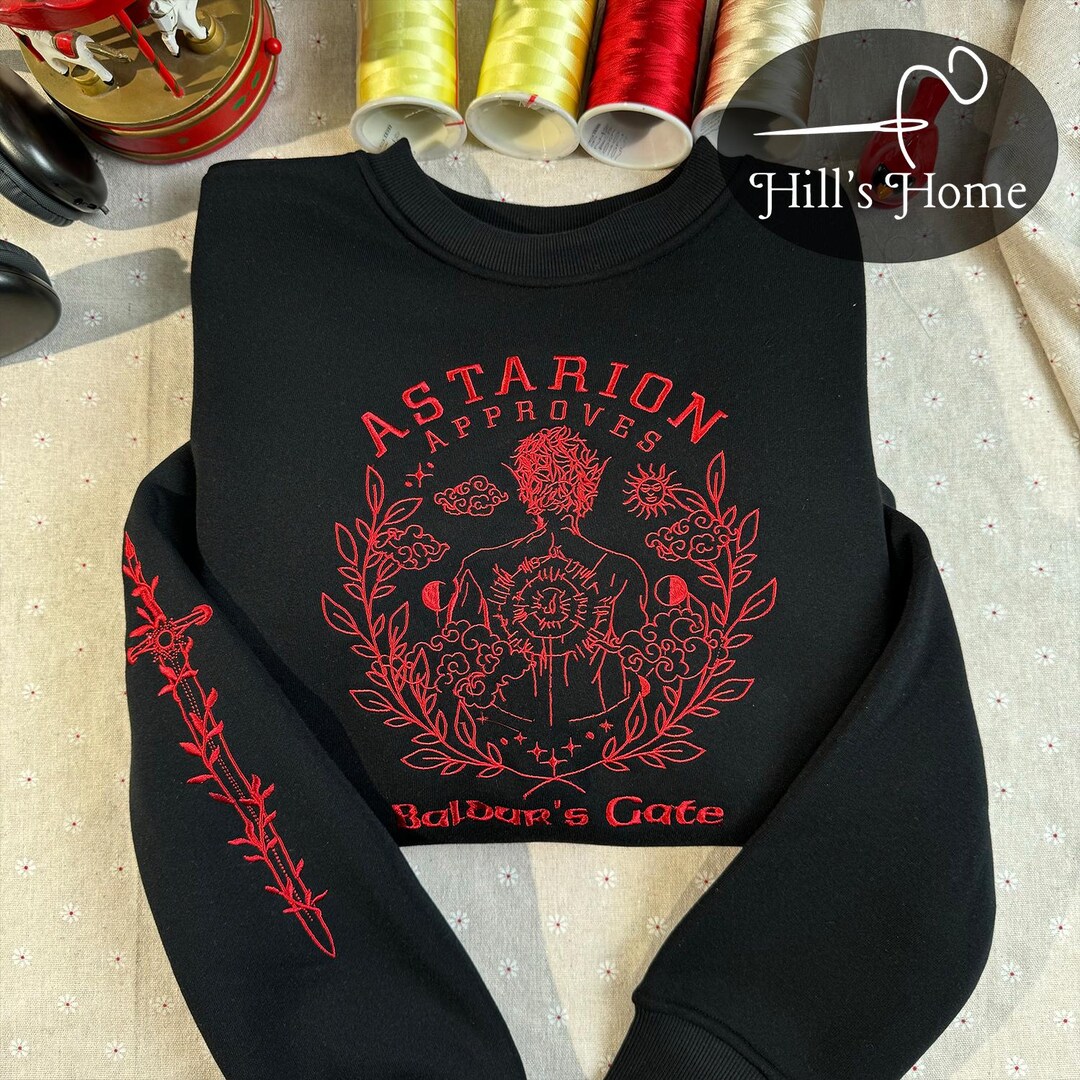 Astarion Approves BG3 With Saber on Sleeve Embroidered Sweatshirt, BG3 ...