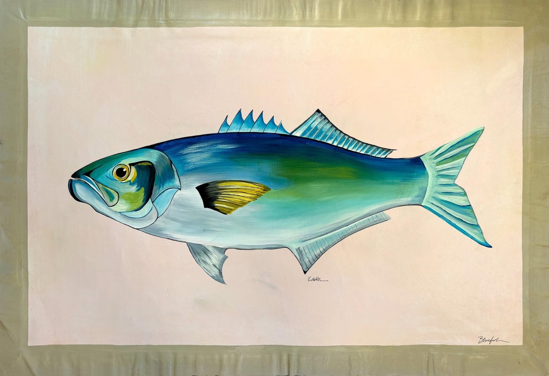 Floor Cloth Hand-painted by Kathryn Hahn - Blue Fish - 2' X 3' - Etsy
