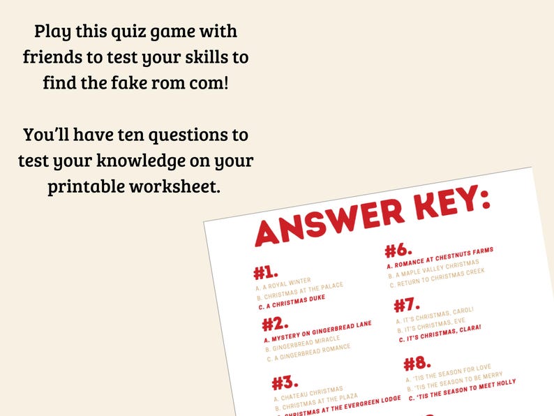 Spot the Fake Quiz Game - Hallmark Christmas Movies Edition - Etsy