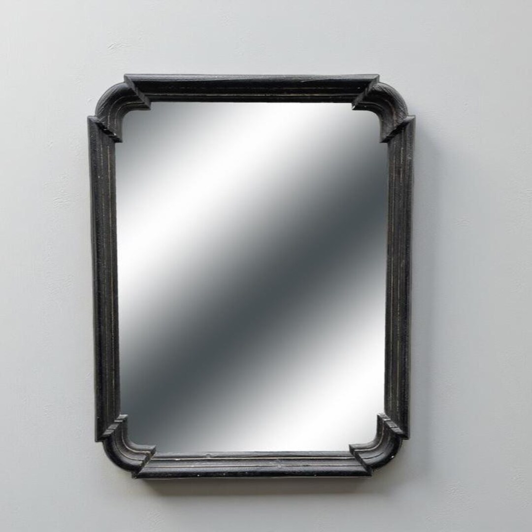 Vintage Black Distressed Wall Mirror: Curved Frame, Classic Decor - Etsy