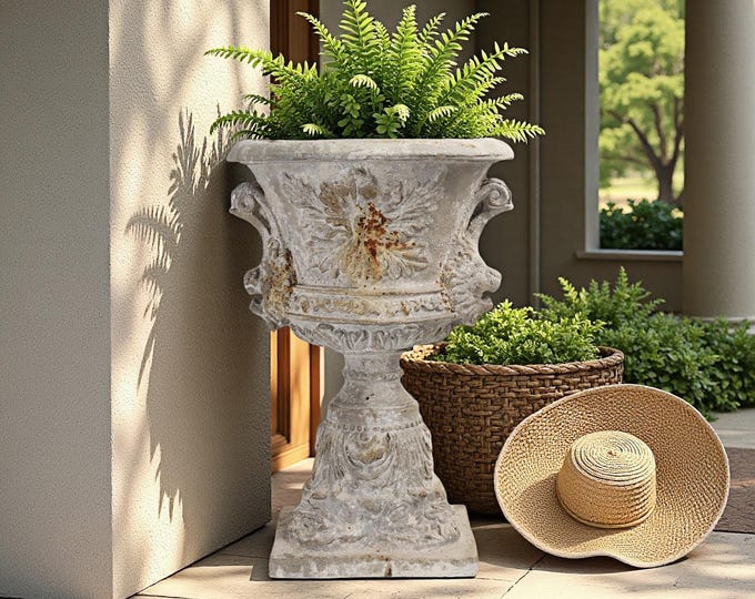 Distressed French Flower Pot, Vintage French Decor, French Country ...