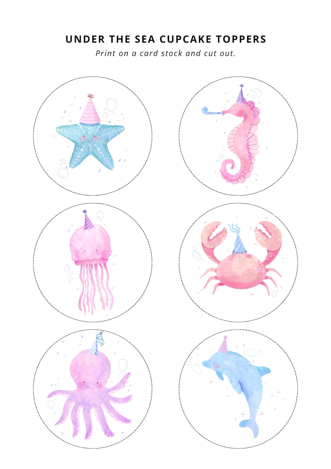 Under the Sea Cupcake Topper Printable - Etsy