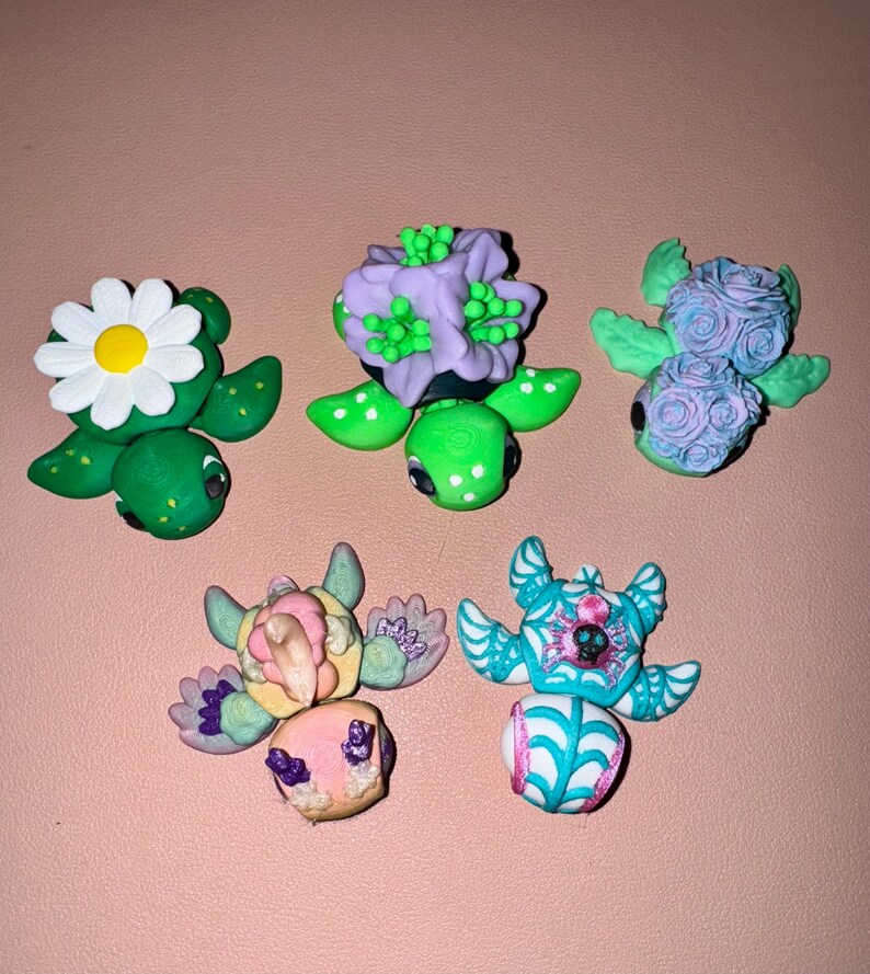 3D Printed Turtles Dream Floral Spider Glow Fidget Articulated - Etsy