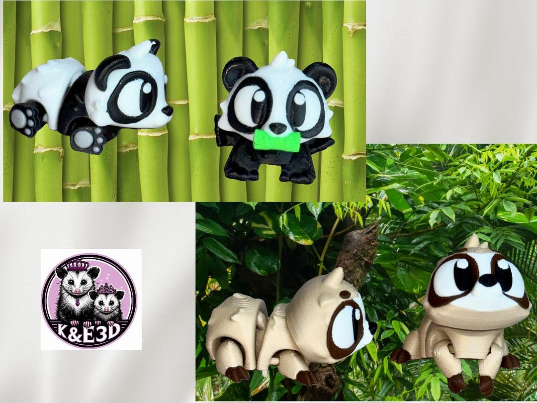 3D Printed Articulated Sloth and Panda Fidget Statue - Etsy