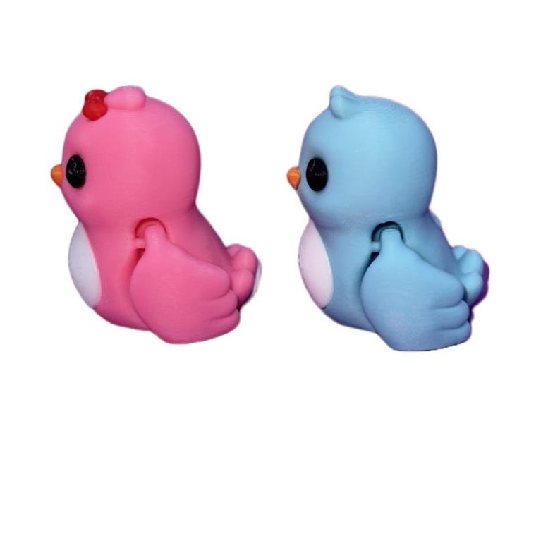3D Printed Articulated Love Birds Set Fidget - Pink & Blue Design ...