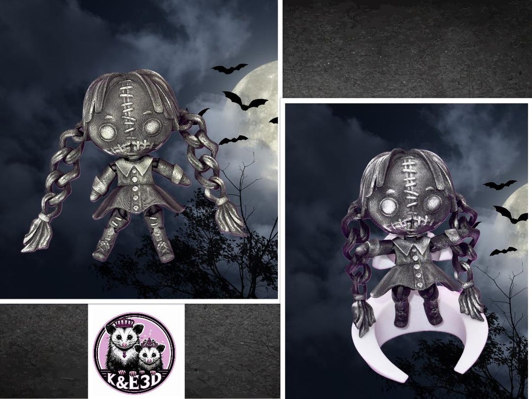 3D Printed Articulated Creepy Wednesday Doll Figure - Etsy