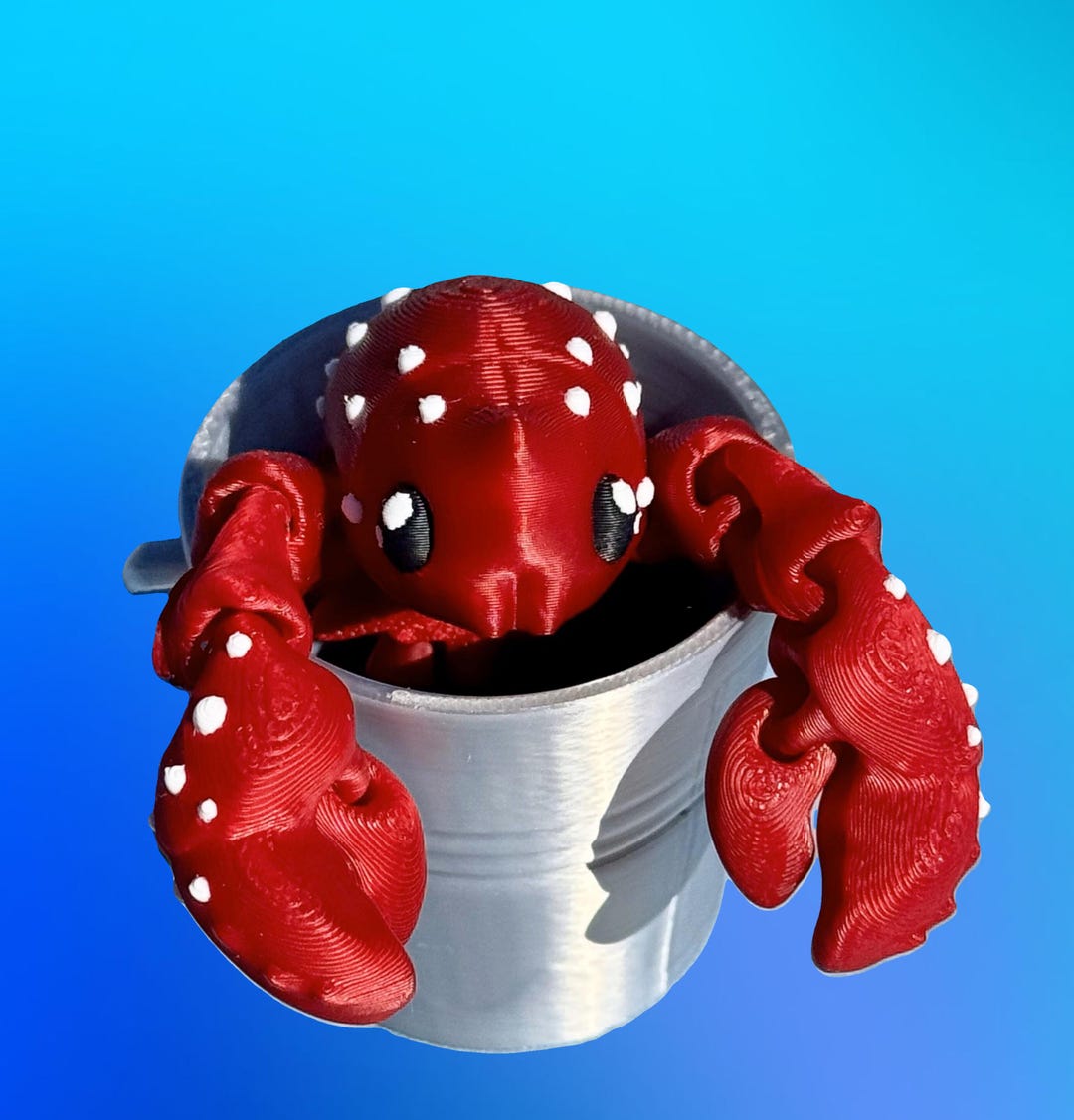 3D Printed Articulated Lobster With Bucket Fidget - Etsy