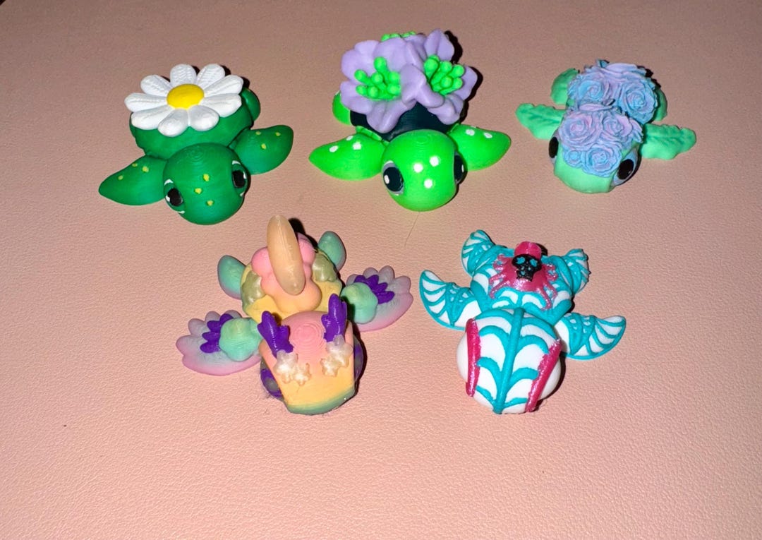 3D Printed Turtles Dream Floral Spider Glow Fidget Articulated - Etsy