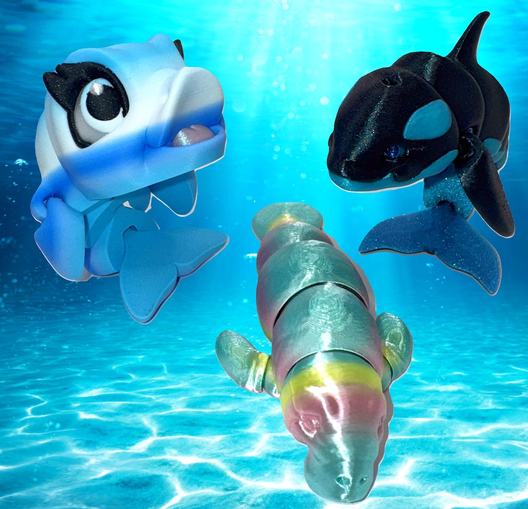 3D Printed Ocean Animal Fidget: Dolphin, Manatee, Orca - Etsy