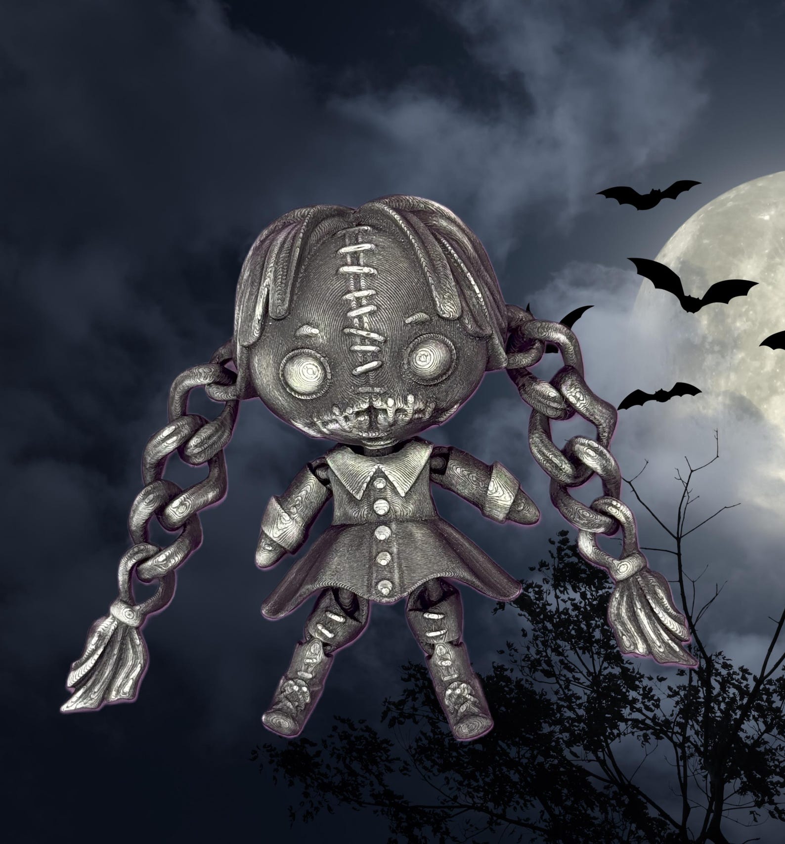 3D Printed Articulated Creepy Wednesday Doll Figure - Etsy