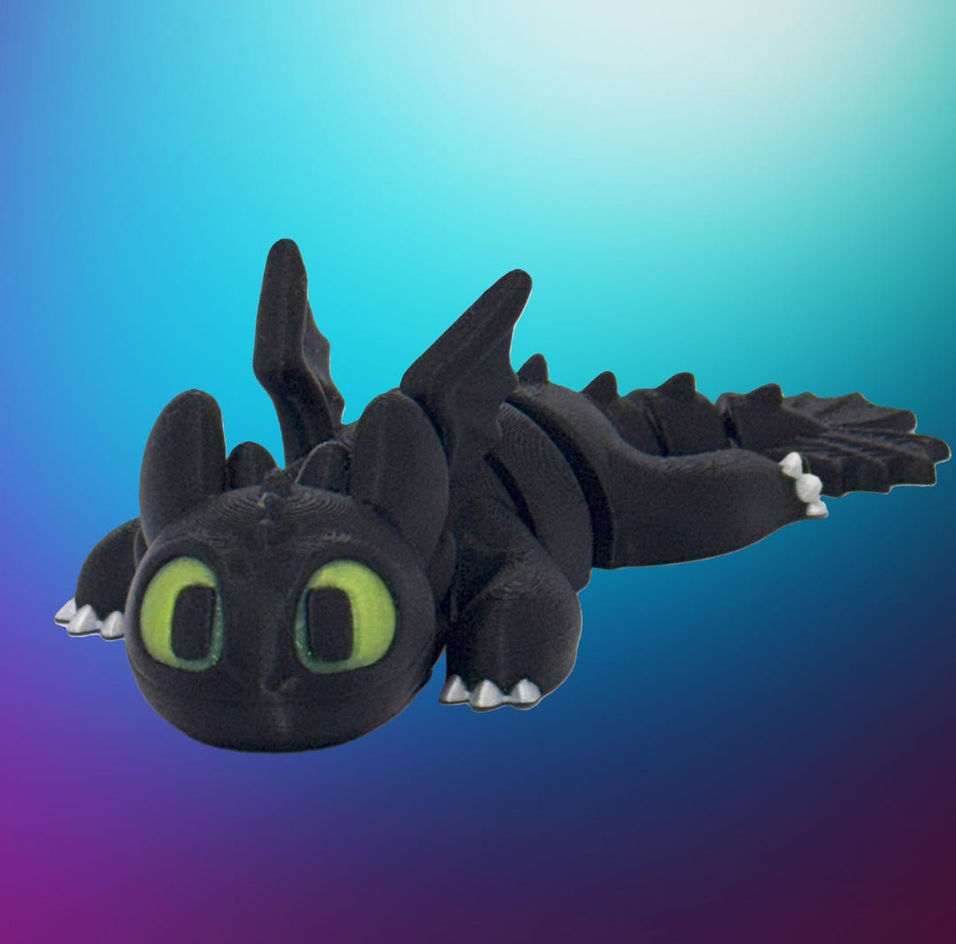 Black Dragon 3D Printed Toothless Fidget Articulated - Unique Design ...