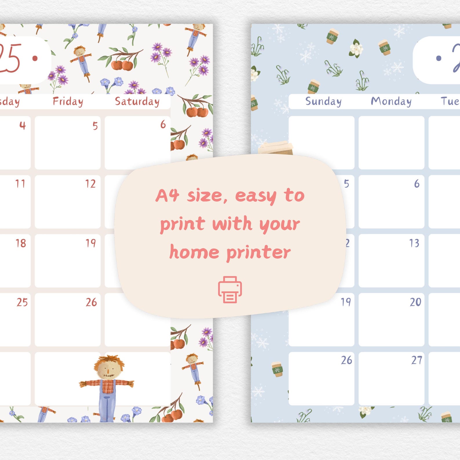2025 Calendar Editable Printable, Canva Customised, Pattern Wall ...