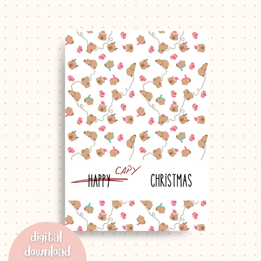 Capy Christmas A6 Digital Downloadable Card - Etsy