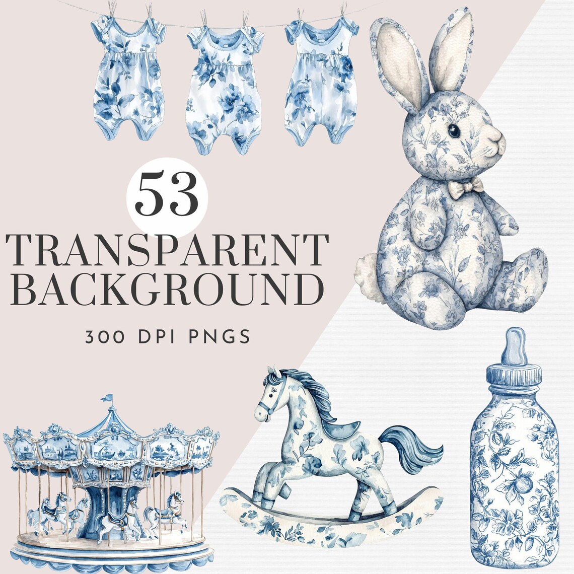 Toile Baby Shower Clipart, Baby Blue Toile Clipart, Toile De Jouy Baby ...