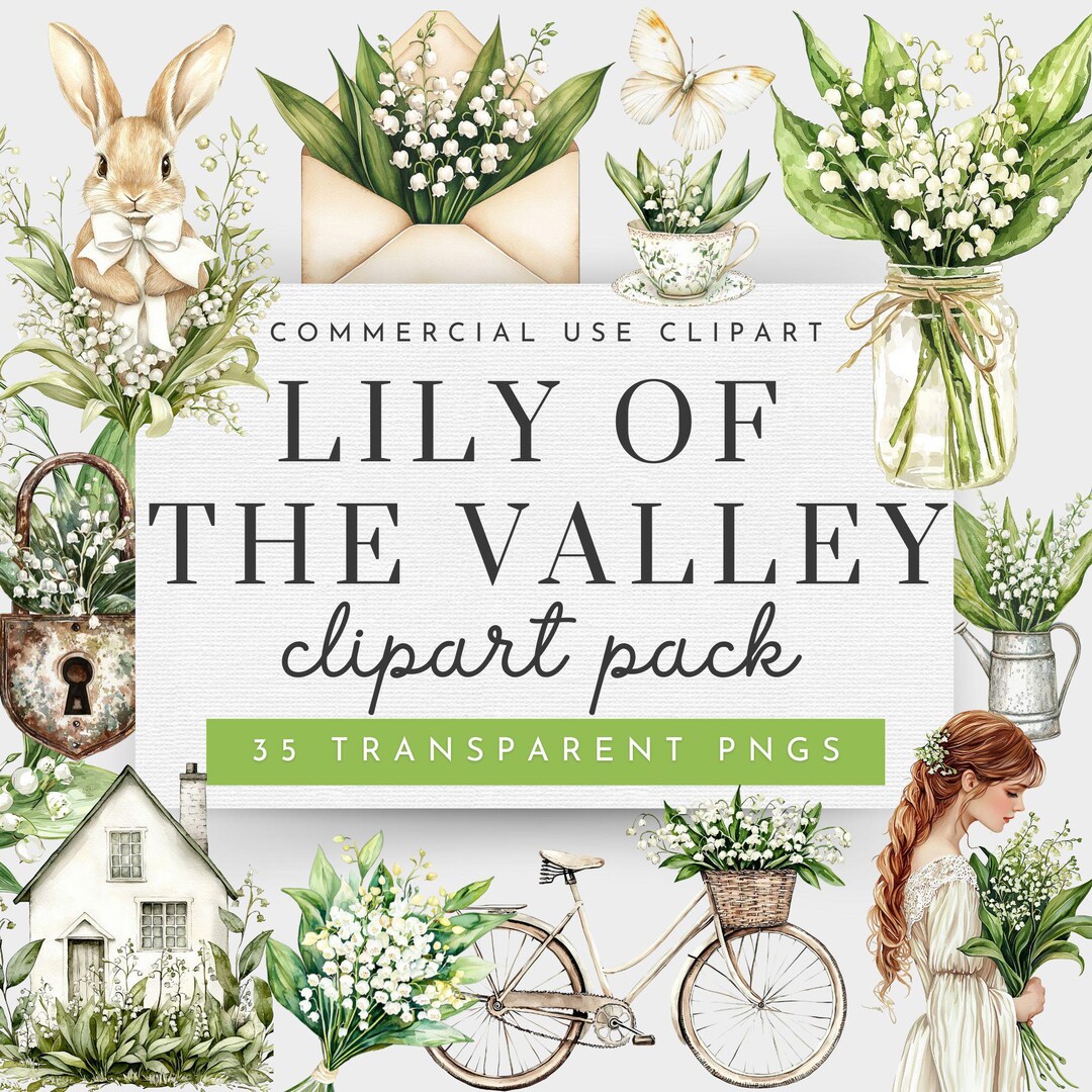 Lily of the Valley Clipart, Lily of the Valley Png, Watercolor Floral ...