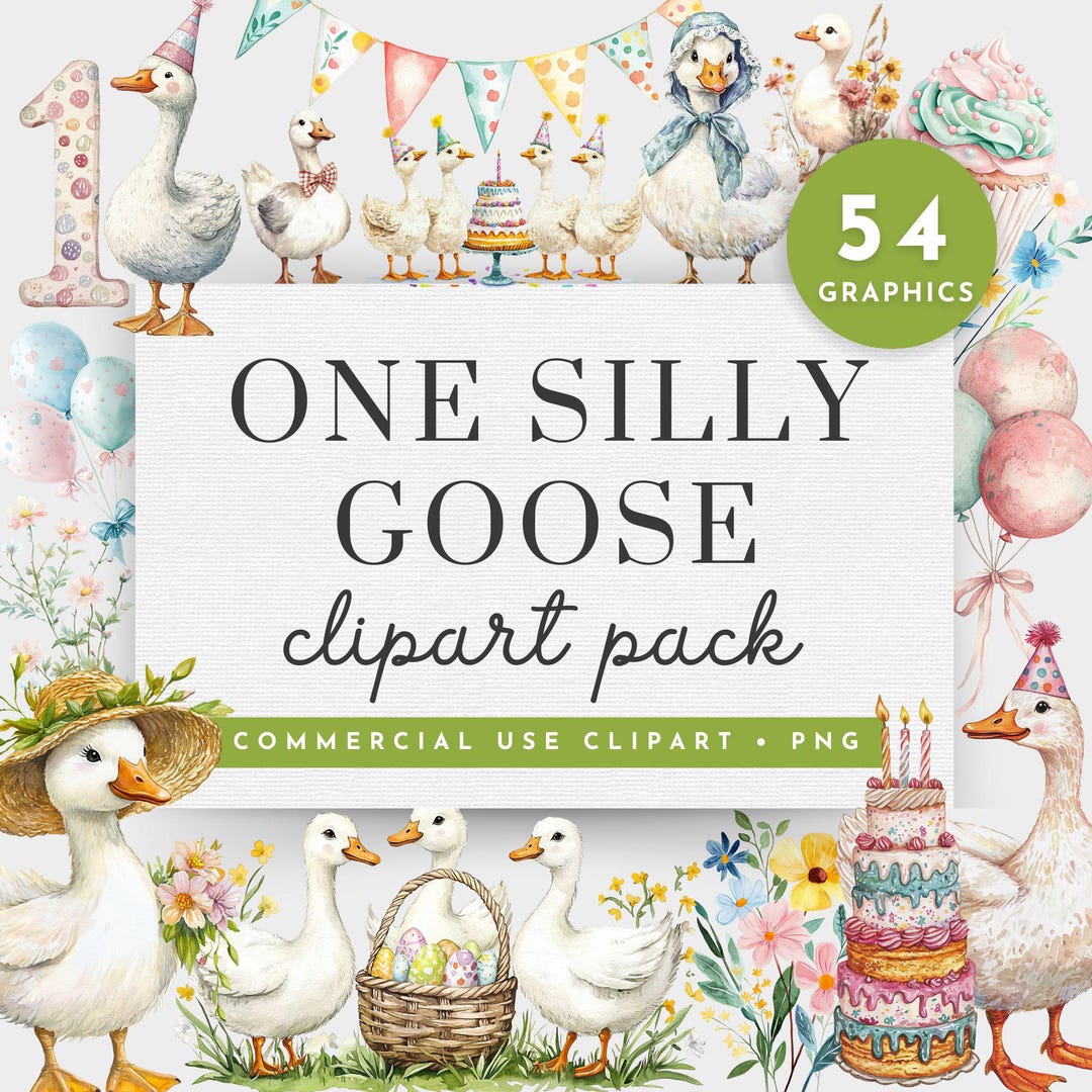 One Silly Goose Clipart, Sping Baby Goose Clipart, One Silly Goose ...
