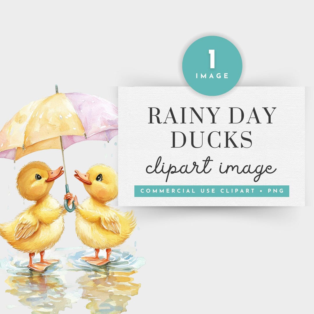 Rainy Day Duck Clipart, April Showers Clipart, Lucky Duck Clipart ...