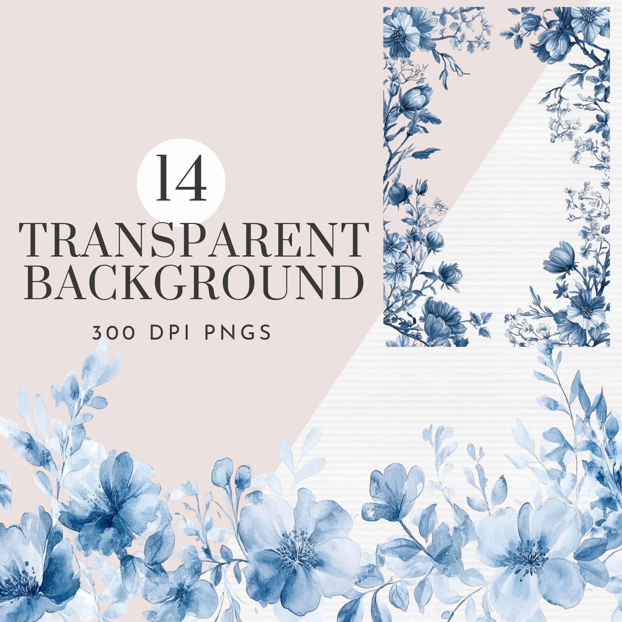 Toile Border Clipart, Chinoiserie Clipart, Blue Toile Clipart for ...