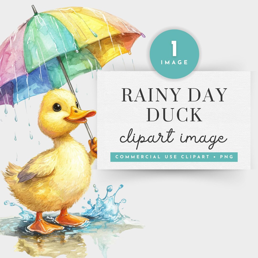 Rainy Day Duck Clipart, April Showers Clipart, Lucky Duck Clipart ...
