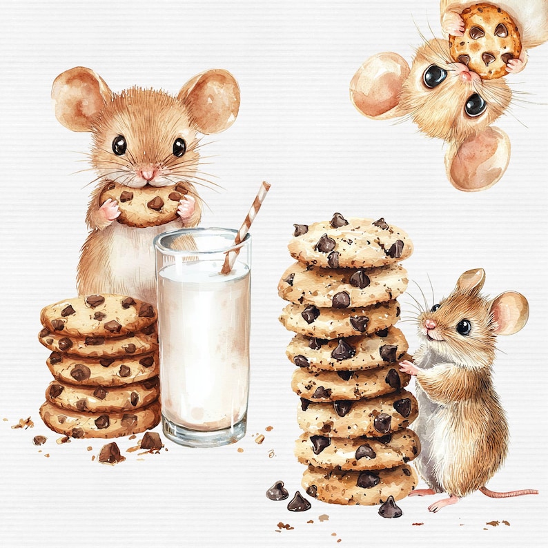 Mouse and Cookie Clipart, One Sweet Cookie Clipart, Milk and Cookie ...