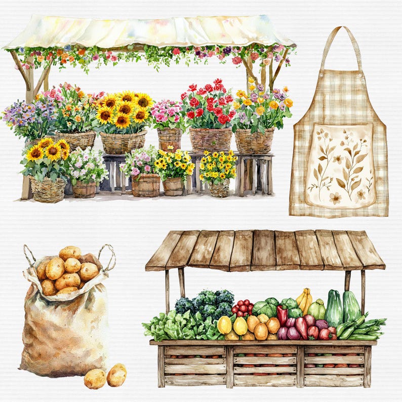 Farmers Market Stand Clipart, Farm Stand Clipart, Support Your Local ...