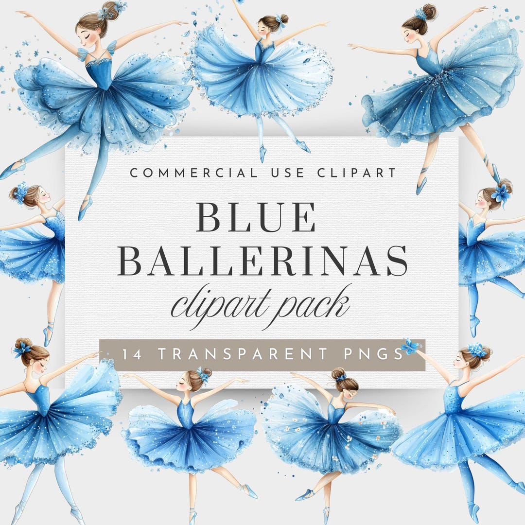Blue Ballerina Girl Clipart, Ballerina Shoes Clipart, Watercolor ...