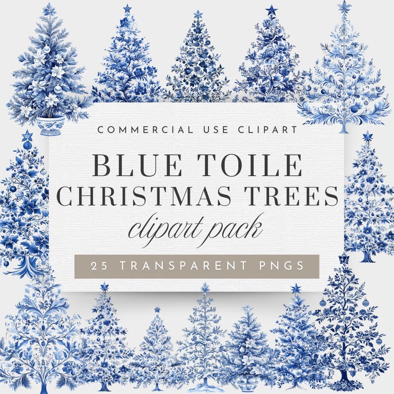 Blue Toile Christmas Tree PNG Clipart, Blue Chinoiserie Christmas Tree ...