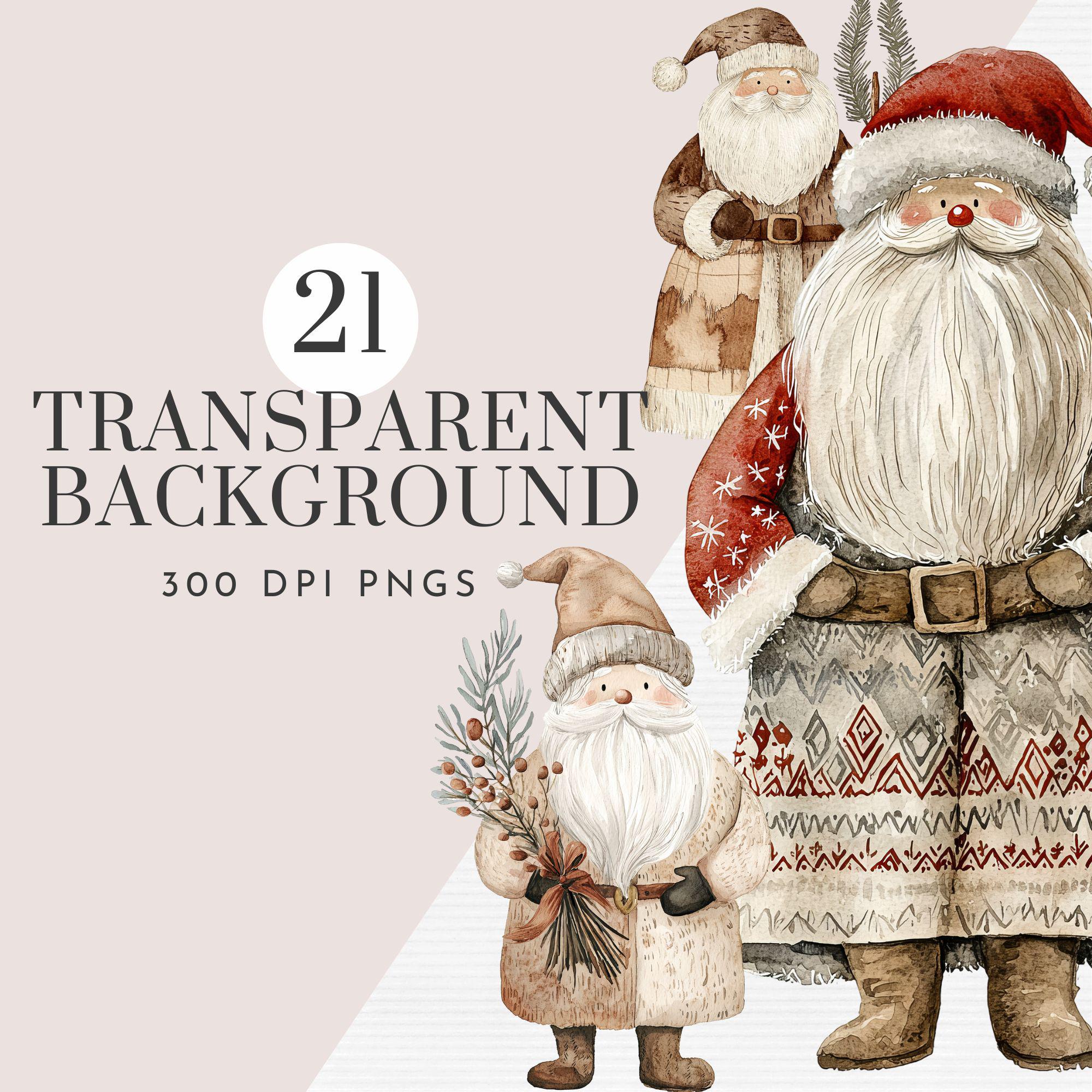 Scandi Santa Clipart, Neutral Scandi Christmas Clipart for Commercial ...