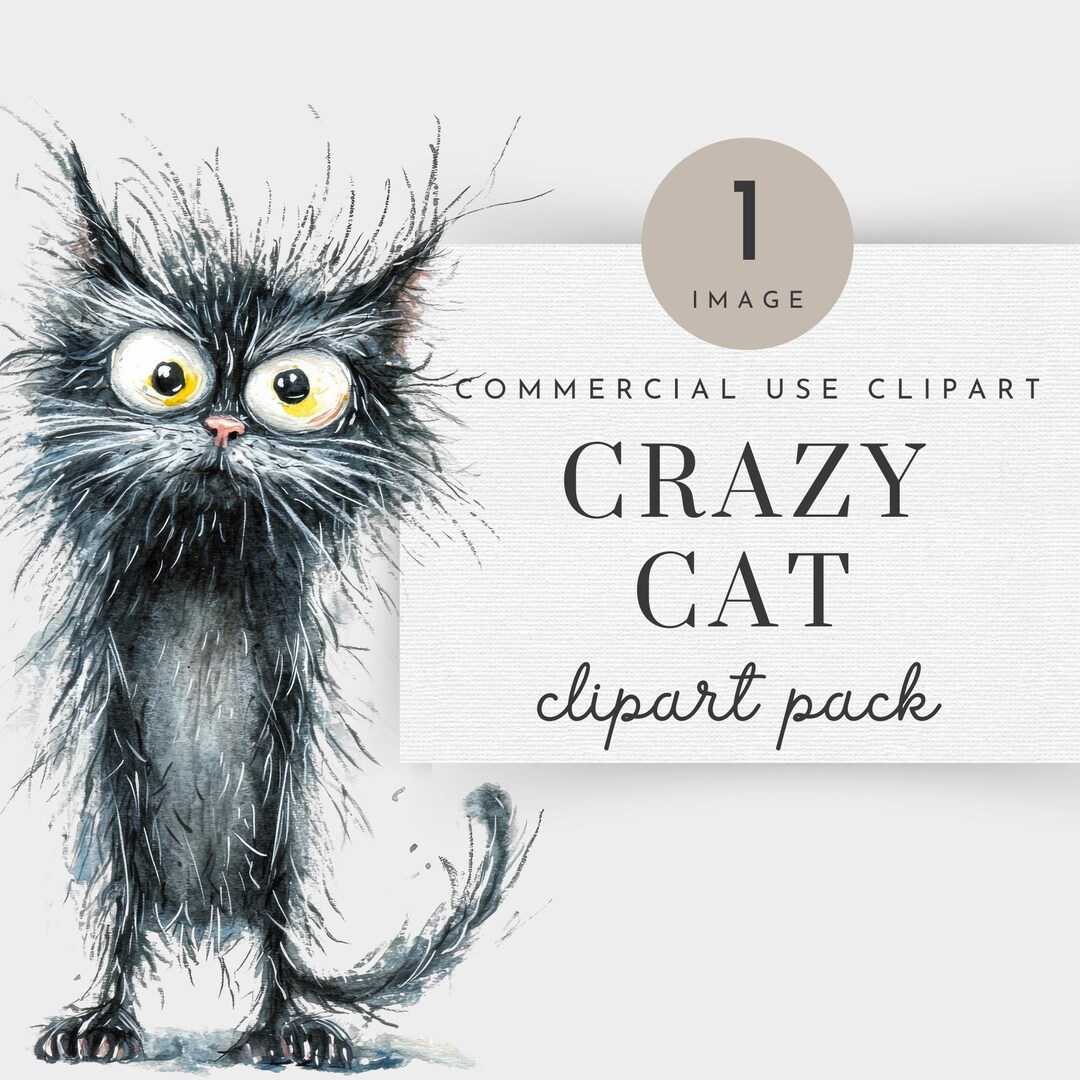 Frazzled Cats Clipart, Quirky Cat Clipart, Angry Cat Clipart, Frazzled ...