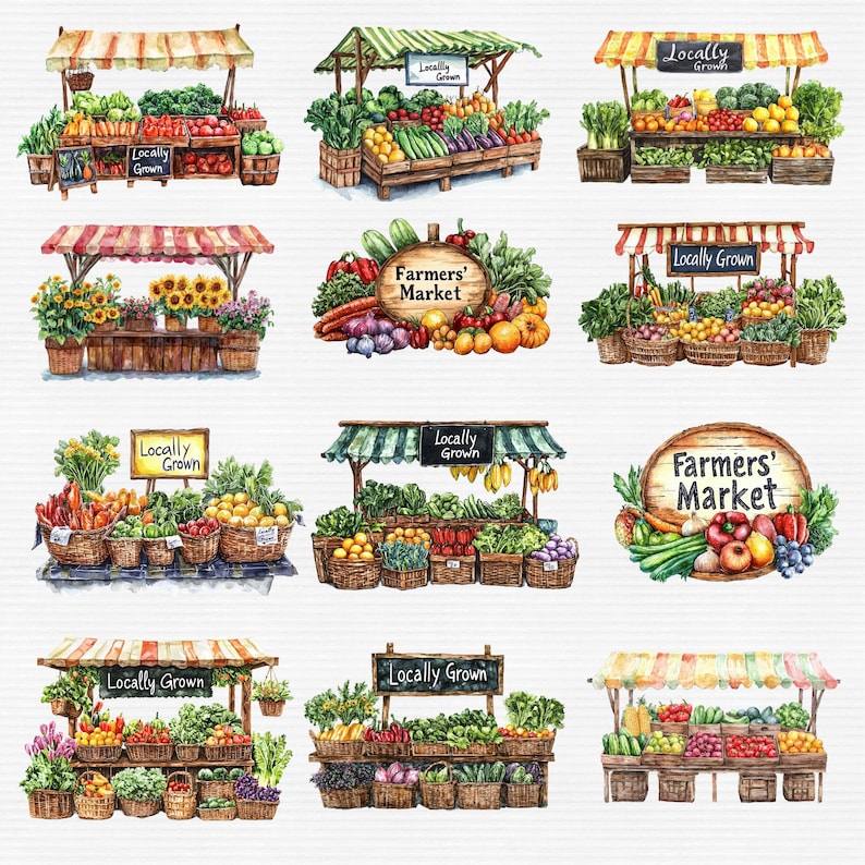 Farmers Market Stand Clipart, Farm to Table Clipart, Support Local ...