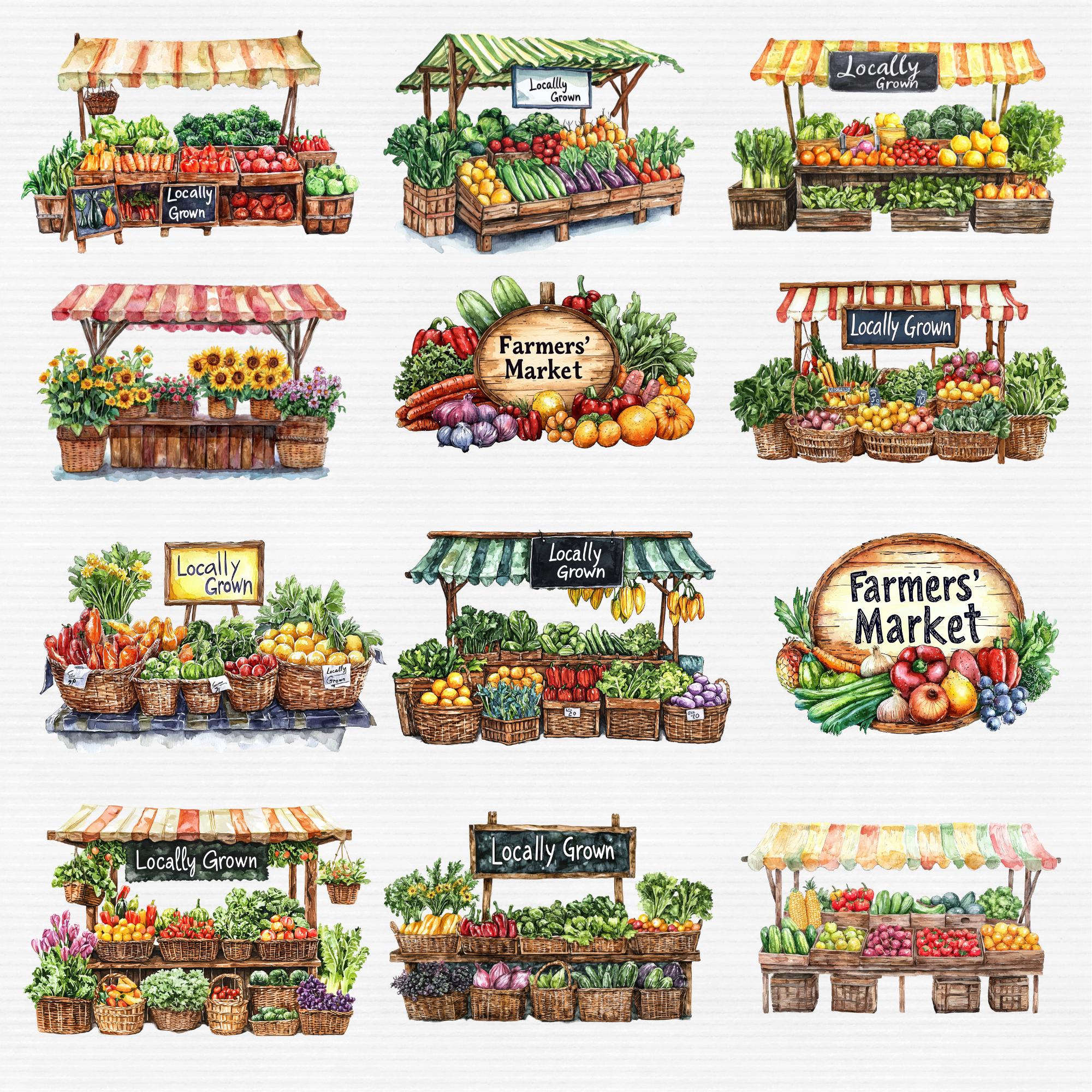 Farmers Market Stand Clipart, Farm to Table Clipart, Support Local ...
