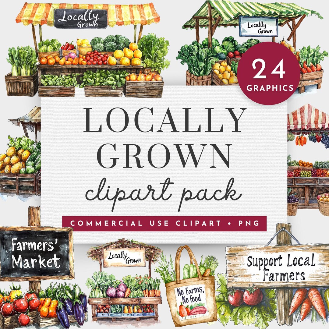 Farmers Market Stand Clipart, Farm to Table Clipart, Support Local ...