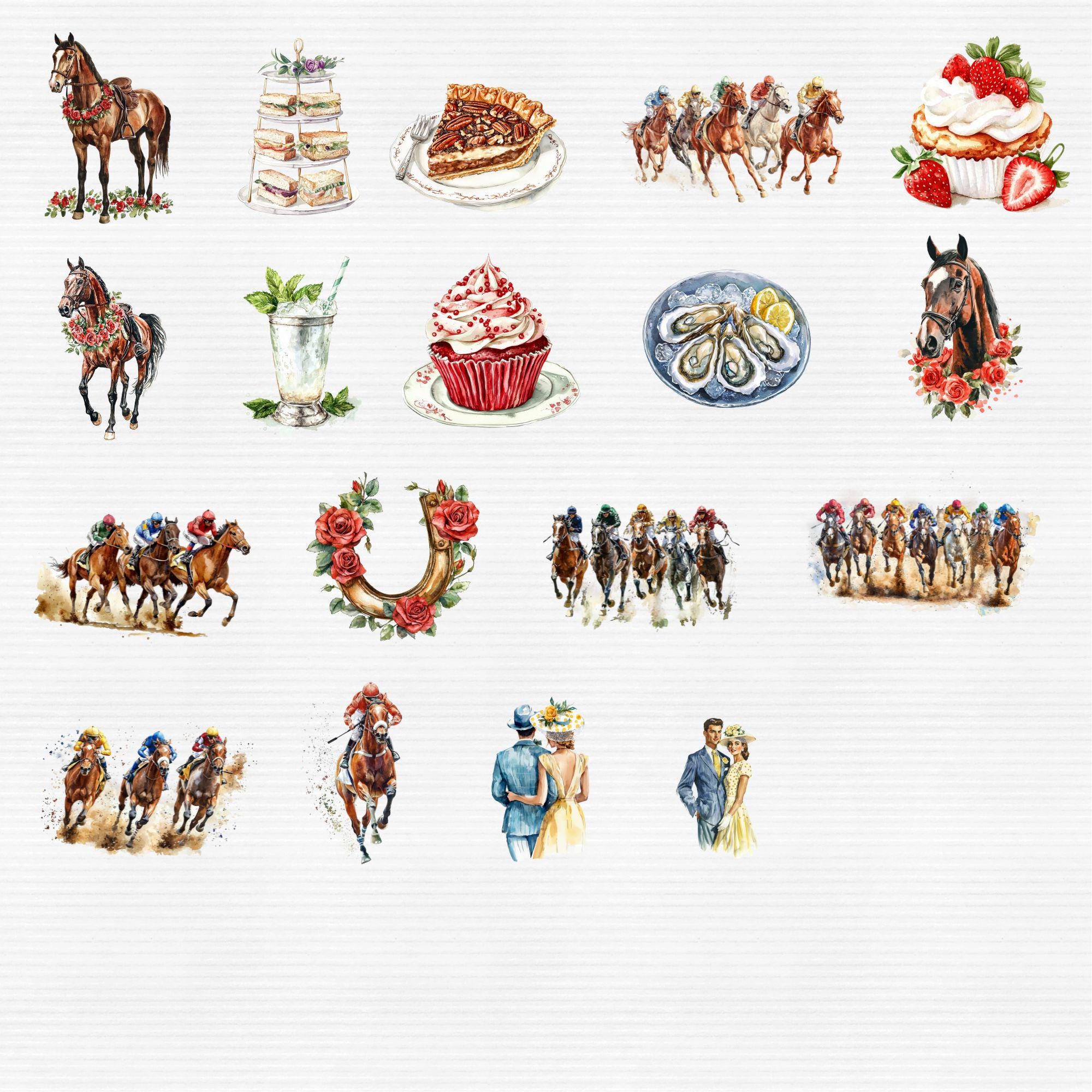 Derby Watercolor Clipart, Derby Hat PNG, Derby Horse Clipart ...