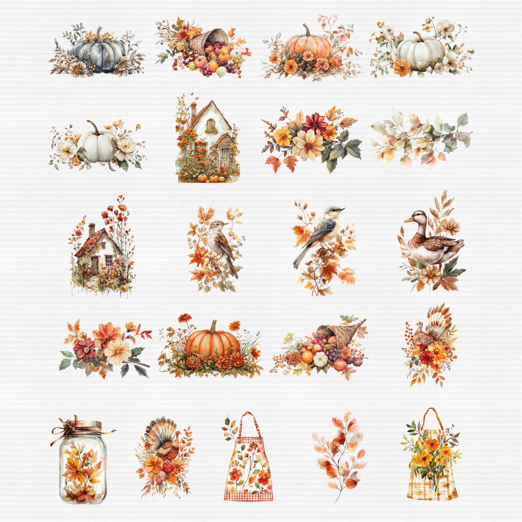 Thanksgiving Clipart, Autumn Clipart for Commercial Use, Orange & Brown ...