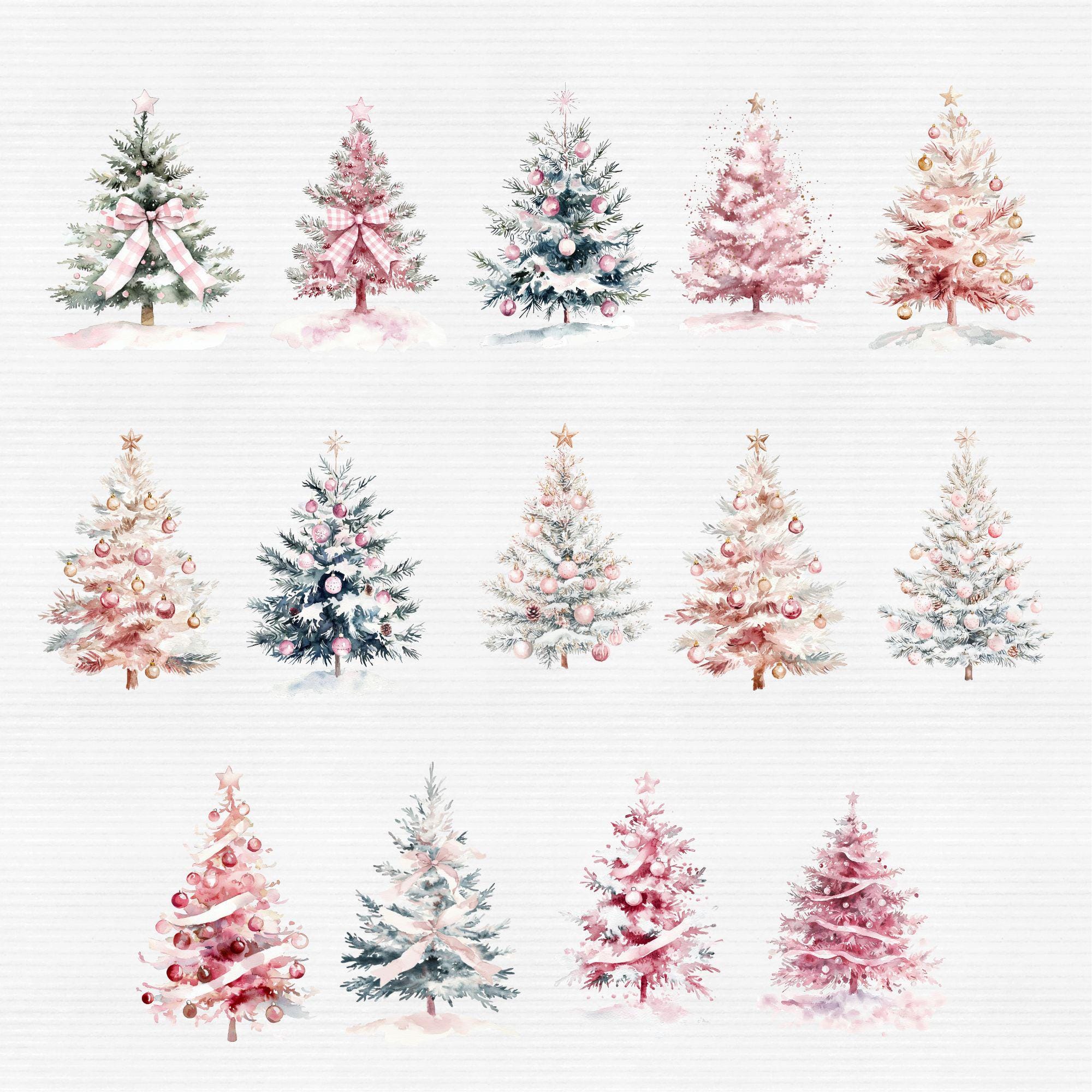 Preppy Pink Christmas Tree Clipart, Coquette Pink Christmas Png ...