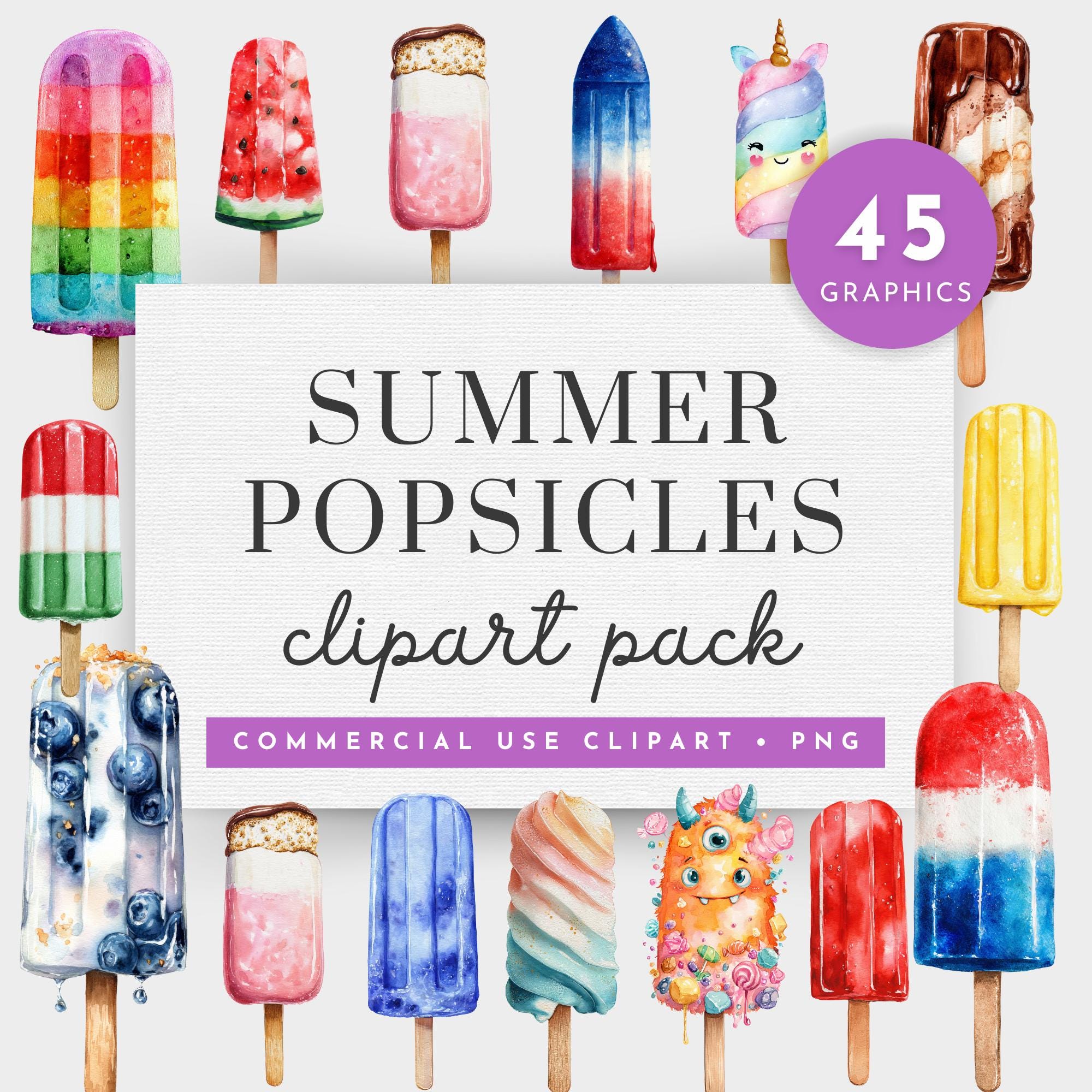 Popsicle Stick Clipart, Popsicle Designs PNG, Pool Party Clipart Bundle ...